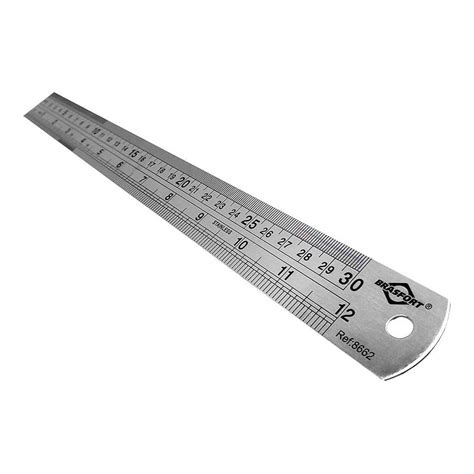 Régua De Aço Inox 30cm 12 Com Gravura Tabela De Conversão De Medidas