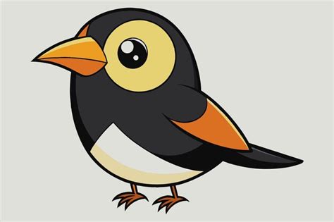 Premium Vector A Drawing Of A Bird With A Yellow Beak And A Black Beak