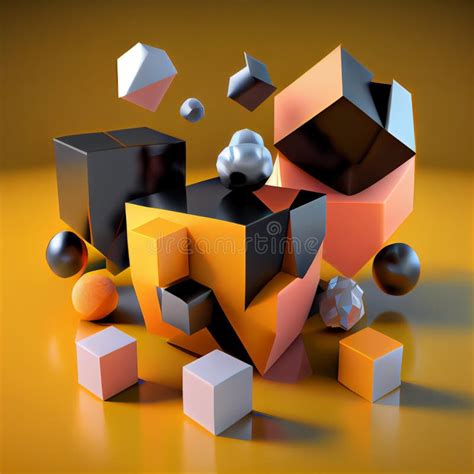 Abstract 3d Render Cube Shape Geometric Background Stock Illustration