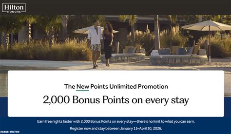 Hilton Points Unlimited” Global Promotion For Stays January 15 April