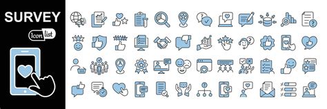 Survey Icon Set Outline Style Blue Icon Set Contains Such Icons As Feedback Opinion