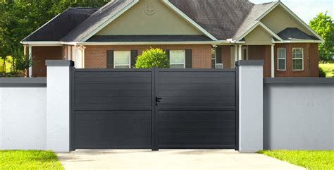 Doppelflügeltor aus Aluminium MILDURA grau 4 m x H 2 m OOGarden de