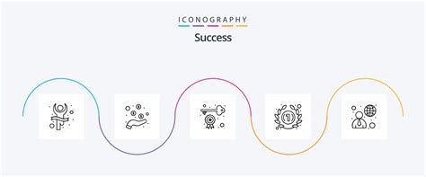 Sucess Line 5 Icon Pack Including Connection One Achievement Number