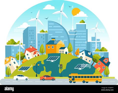Energy Efficiency In The City Vector Illustration Featuring A