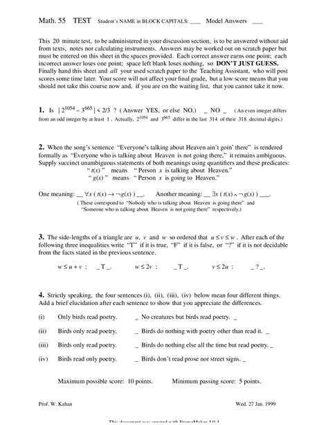 discrete mathematics i old test 1 questions fall 1999 math 055
