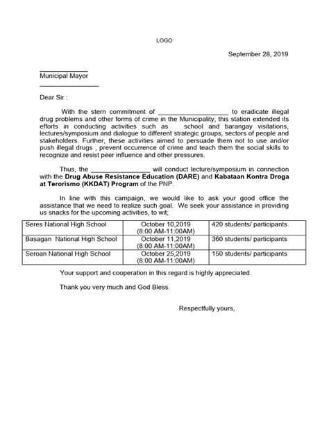 Letter Request For Mayor Pdf