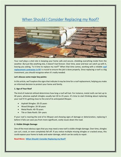 Ppt When Should I Consider Replacing My Roof Powerpoint Presentation