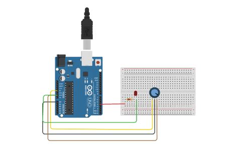 Circuit Design While Code W Potentiometer Tinkercad