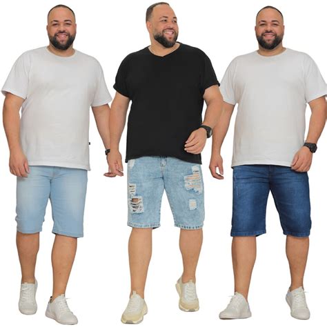 Bermuda Jeans Masculina Plus Size Tamanho Grande Desfiada Escorrega O