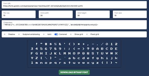 Github Stmnfont2bitmap 🛠️ This Tool Allows You To Convert Fonts Ttf Otf Woff Into Bitmap