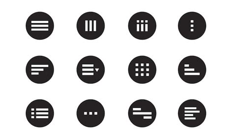 premium vector website menu icon set hamburger buttons in circles