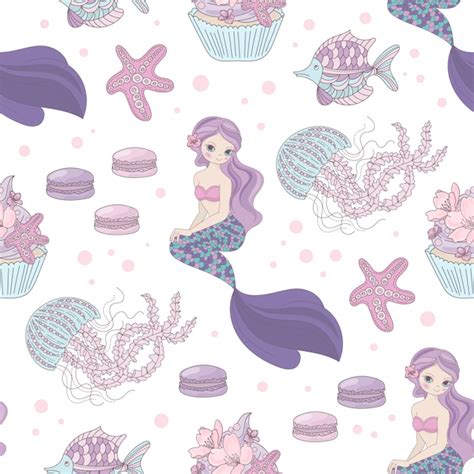 Premium Vector Mermaid Seamless Pattern