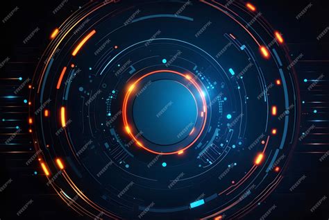 Premium Vector Digital Circles With Blue Glowing Dots And Scifi Hud Circle Big Data