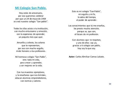 Poes As Para El Aniversario Del Colegio Primer Libros Te Quiero