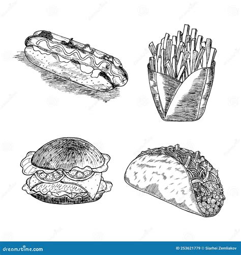 Vector Set Of Fast Food Stock Illustration Illustration Of Snack