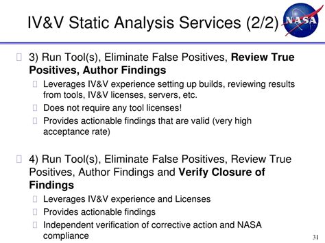 PPT NASA IV V Program Static Code Analysis Overview Support Services PowerPoint