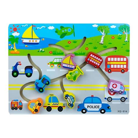 Дървен детски лабиринт Превозни средства Logicbg