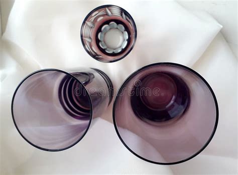 Vintage And Antique Tableware Made Of Colored Manganese Glass Burgundy