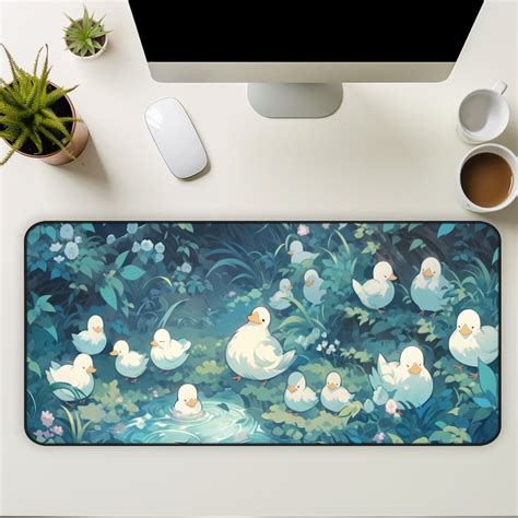 Cute Duck Kawaii Lofi Gaming Desk Mat Kawaii Duck Mouse Pad Cute