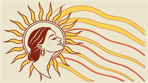 Radiant Female Profile With Sun Rays Energy And Vitality Vector
