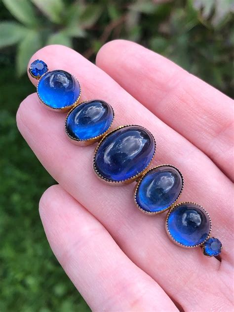 Vintage Blue Glass Cabochon Gem