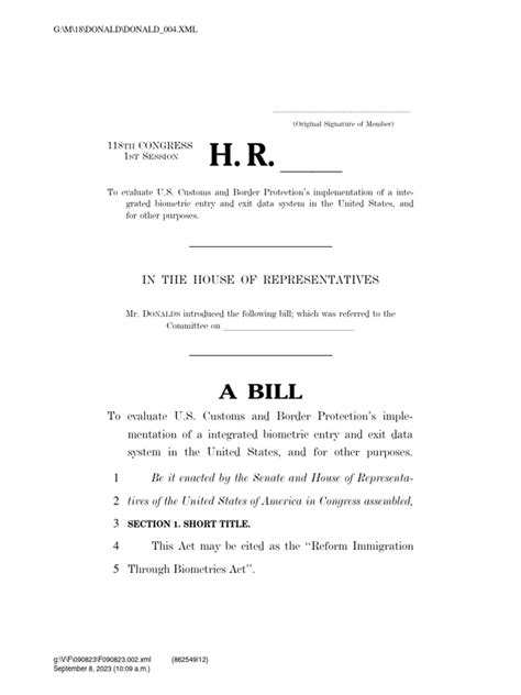 Reform Immigration Through Biometrics Act Download Free Pdf Us