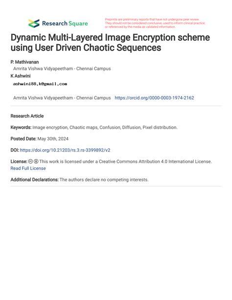 Pdf Dynamic Multi Layered Image Encryption Scheme Using User Driven Chaotic Sequences