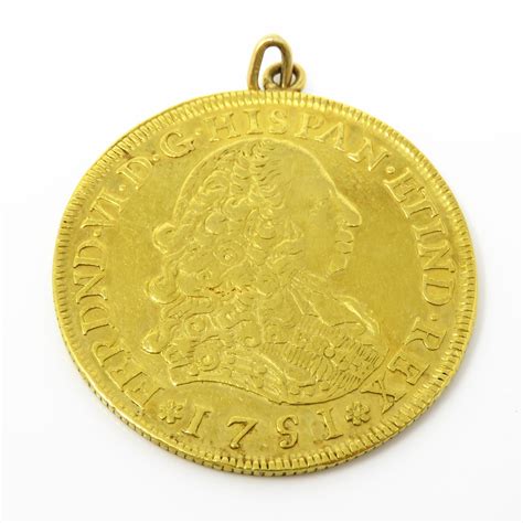 Nyjewel 1751 First Year Issue Spanish Colonies 8 Escudos Gold Coin