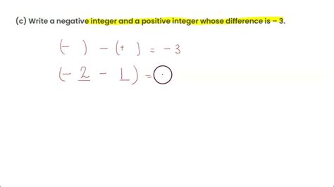 Write A Negative Integer And A Positive Integer Whose Difference Is 3