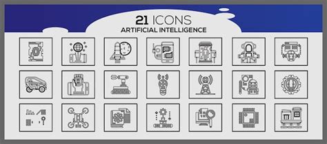 Premium Vector Artificial Intelligence Flat Line Icon Set Thin Line