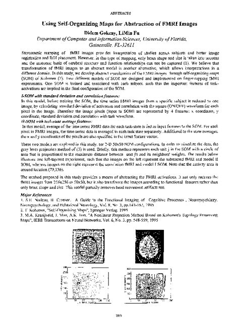 Pdf Using Self Organizing Maps For Abstraction Of Fmri Images Didem Gokcay