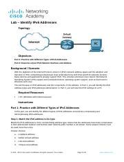 Lab Identify IPv Addresses Docx Lab Identify IPv Addresses Topology Objectives