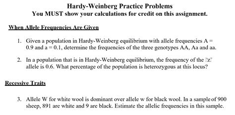 Practice Hardy Weinberg Problems With Answers