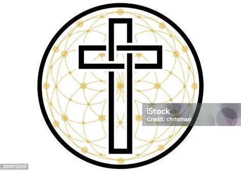 십자가 와 황금 꽃 의 생명 벡터 와 삽화 자 배경 아이콘 심벌 마크 편물 친교 발표 포장지 장식 미술 디자인 경전에 대한 스톡 벡터 아트 및 기타 이미지 Istock