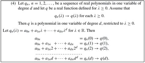 Proof Explanation Limit Of Sequence Of Real Polynomials In One