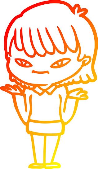 만화 여자의 따뜻한 그라데이션 선 그리기 그라데이션에 대한 스톡 벡터 아트 및 기타 이미지 그라데이션 낙서 드로잉 등장