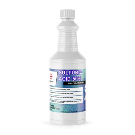 Sulfuric Acid 50 Electrolyte Grade 15 Sizes Available Acids