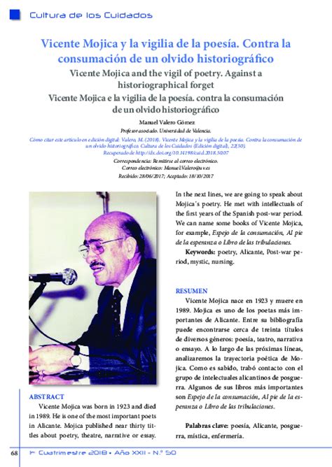 Pdf Vicente Mojica Y La Vigilia De La Poesía Contra La Consumación