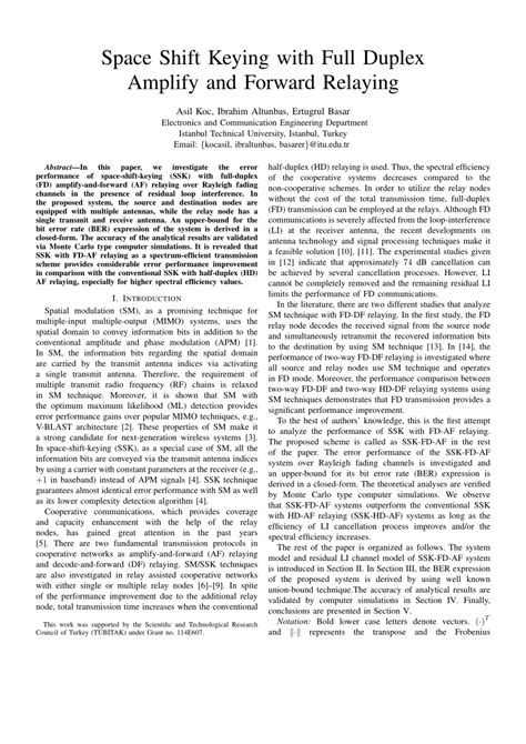 Pdf Space Shift Keying With Full Duplex Amplify And Forward Relaying