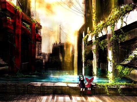 Wallpaper Street Cityscape Night Reflection Manga Evening Urban