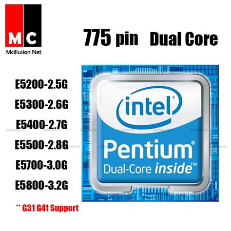 Intel® Pentium® Dual-Core Processor E5200 E5300 E5400 E5500 E5700 E5800 ...