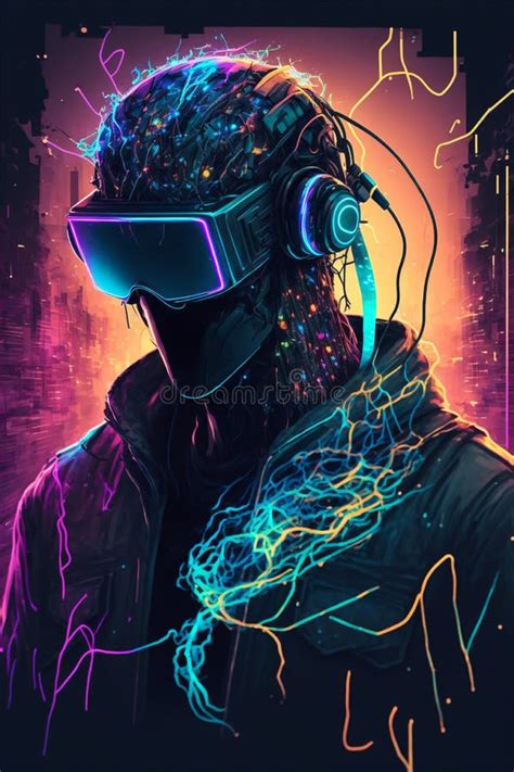 A Person Wearing A Vr Headset Cybersecurity Cyberpunk Hacking Vr Concept Generative Ai Art