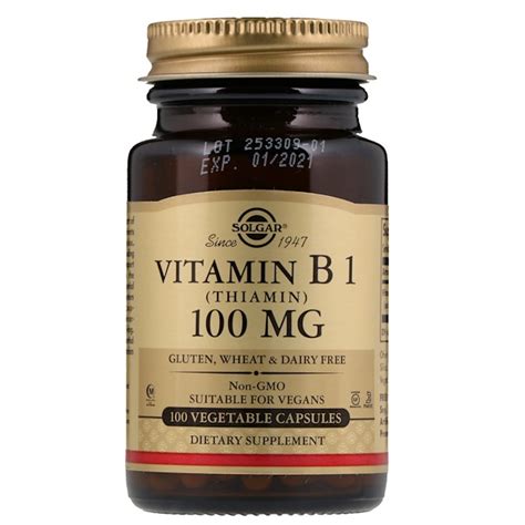 Solgar, Vitamin B1, 100 mg, 100 Vegetable Capsules - iHerb