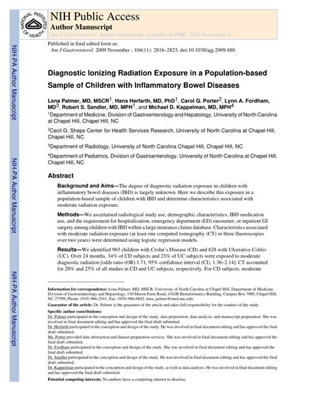 Pdf Diagnostic Ionizing Radiation Exposure In A Population Based