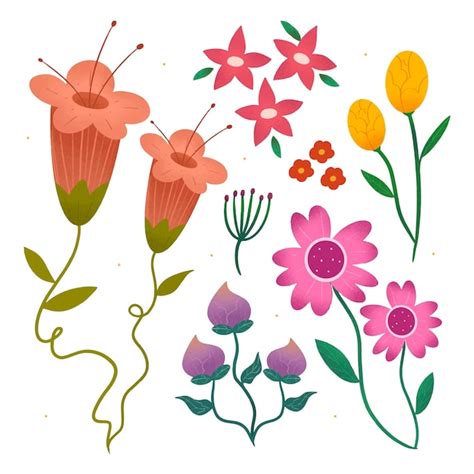Coleção De Lindas Flores Desenhadas à Mão Vetor Grátis