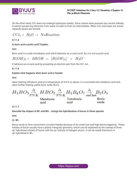 NCERT Solutions For Class 11 Chemistry Chapter 11 The P Block Elements
