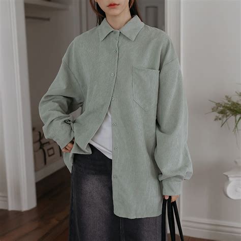 커먼유니크 베스티 루즈 코듀로이 셔츠 간절기가을겨울골덴박시핏루즈핏오버핏빅사이즈남방포켓긴팔