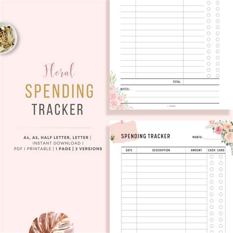 Spending Tracker Printable Expense Tracker Budget Tracker Spending Log Purchase Recorder