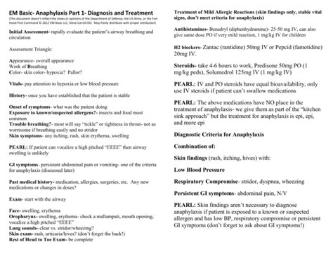 Anaphylaxis Part 1 Diagnosis And Treatment Show Notes