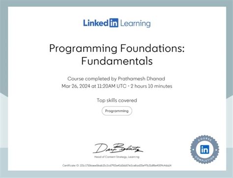 completion of programming fundamentals course prathamesh dhanad